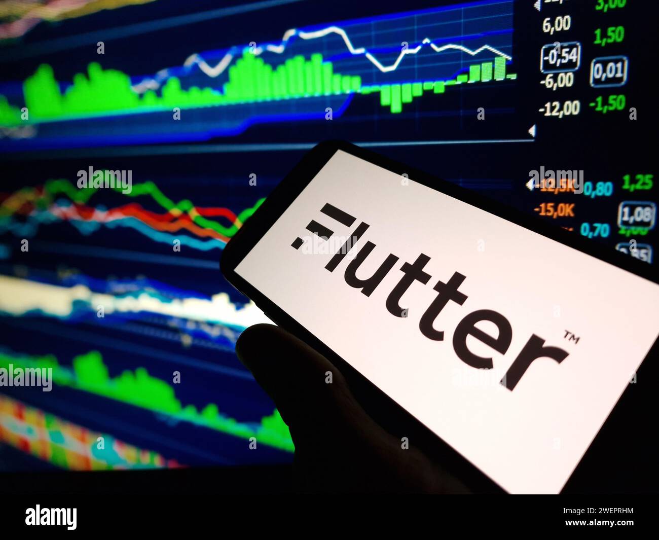 Konskie, Poland - January 25, 2024: Flutter Entertainment company logo ...