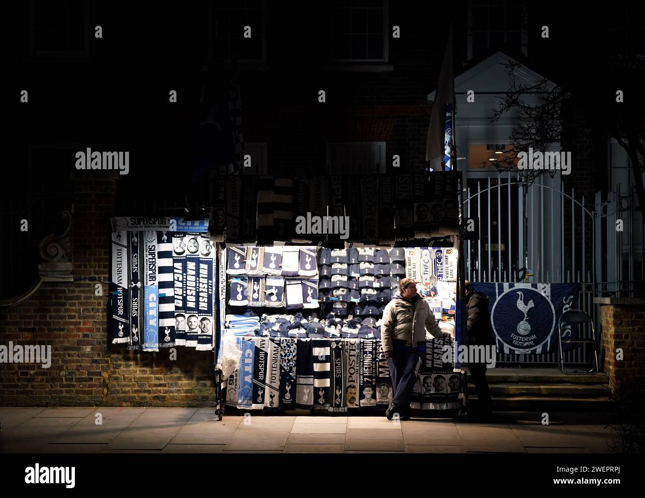 A general view of a merchandise stall outside the stadium ahead of the ...