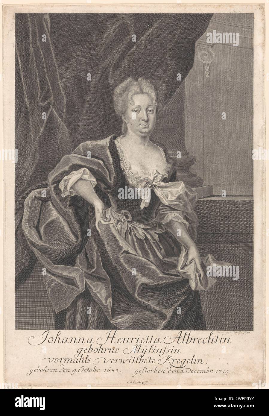 Portrait of Johanna Henrietta Albrecht, Martin Bernigeroth, 1719 - 1733 ...