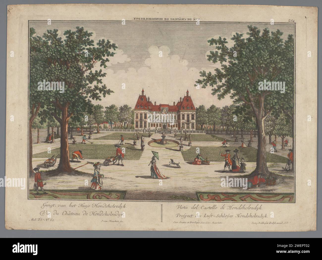 View of Huis Honselaersdijk, c. 1763 - c. 1801 paper engraving country ...