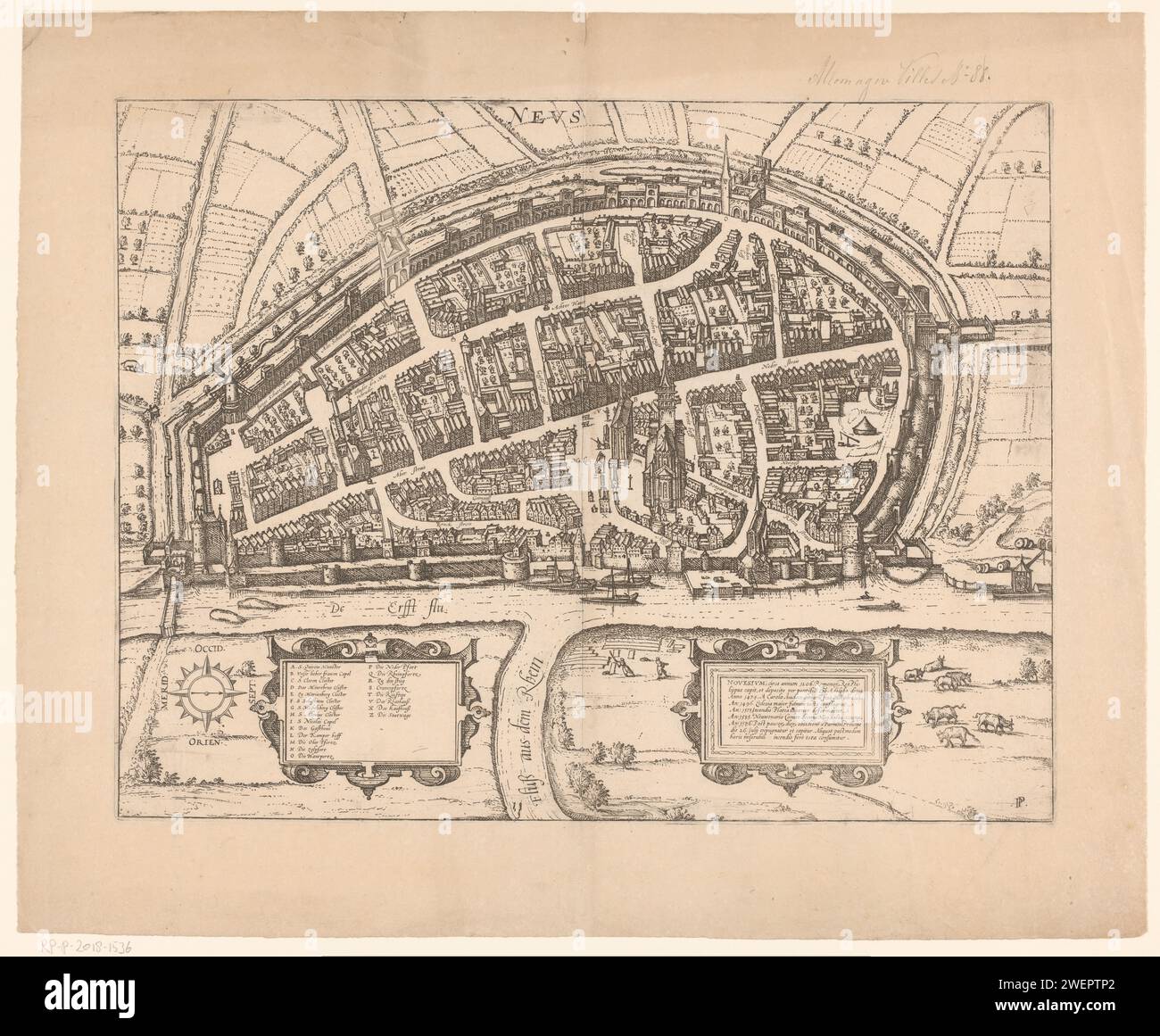 Map of Neuss, Anonymous, in or after 1588 - 1657 print Imagined at the ...