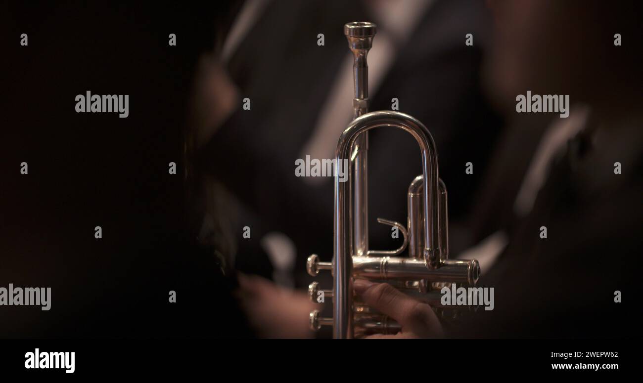 musician playing trumpet at concert Stock Photo - Alamy