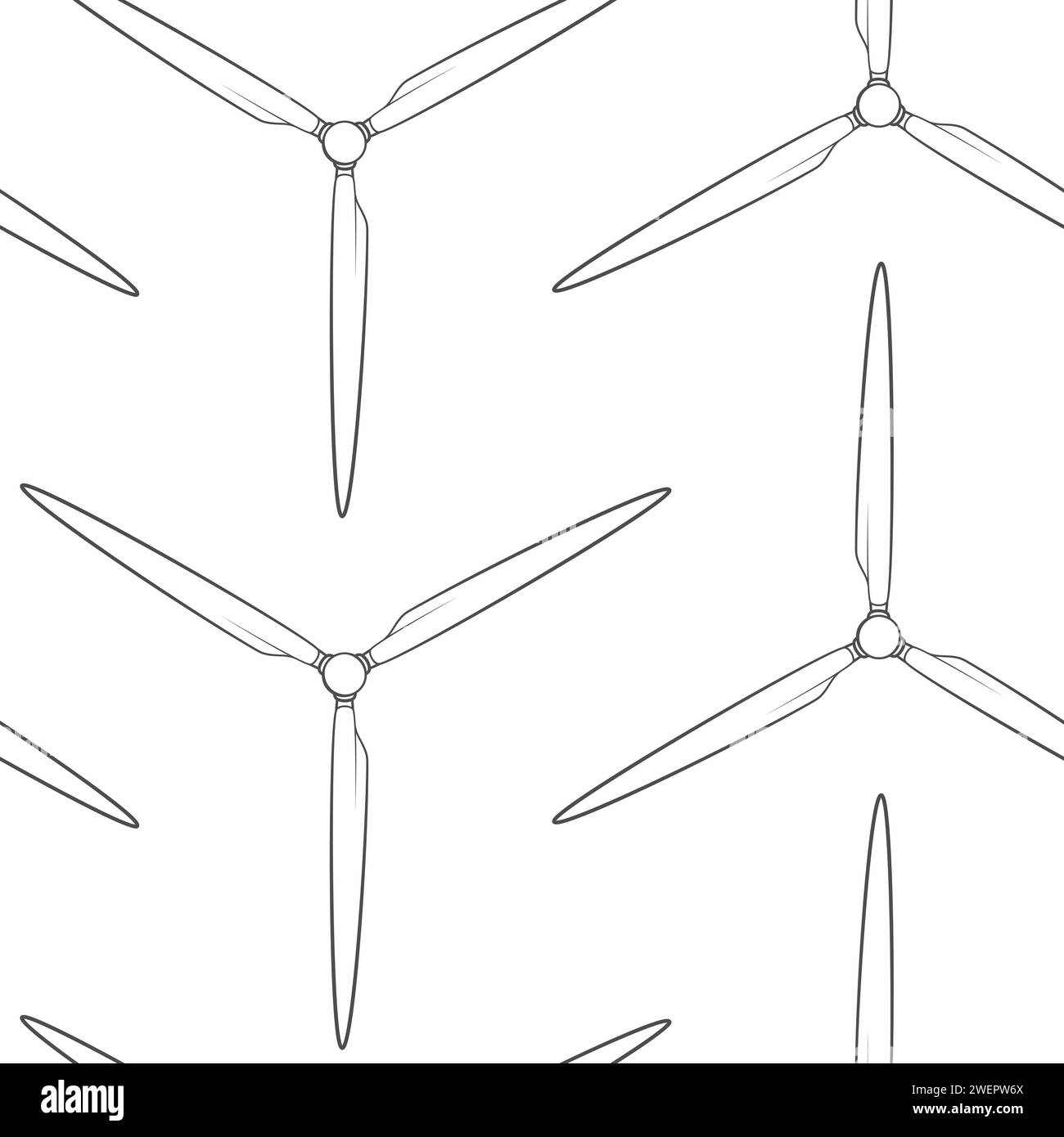 Seamless pattern with propeller, wind turbine, windmill. Vector black ...