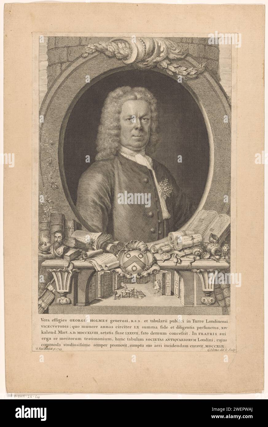Portrait of George Holmes, 1749 print Portrait of the British archivist ...