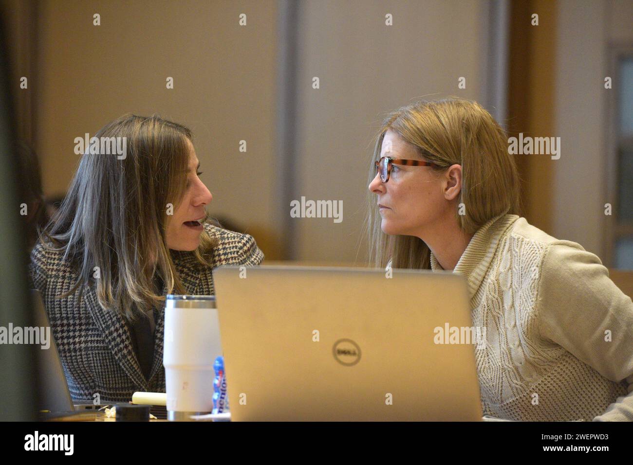 Defense attorney Audrey Felsen, left, speaks with her client, Michelle ...