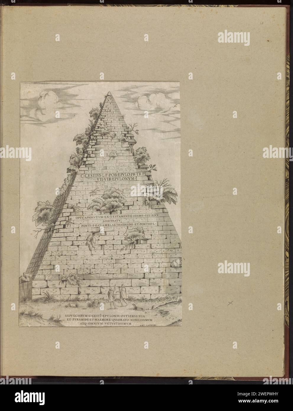 Piramide van Cestius te Rome, anonymous, 1547 print View of the Pyramid ...