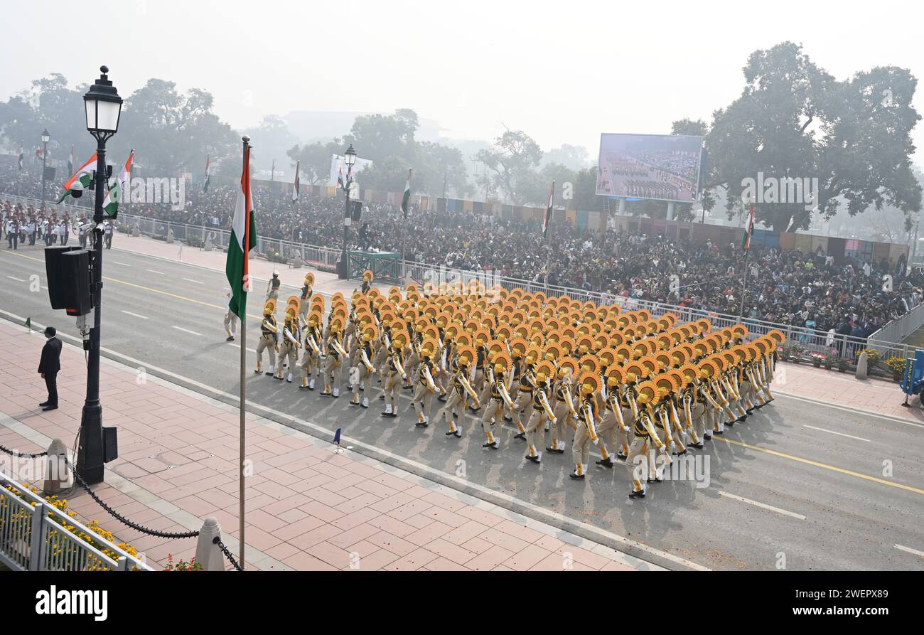 NEW DELHI, INDIA - JANUARY 26: An all women contingent from Central Industrial Security Force ...