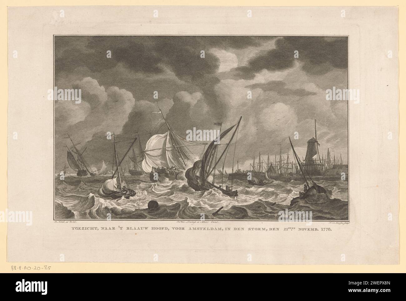 Storm on the IJ on the Blue Head of Amsterdam, 1776, Noah van der Meer ...