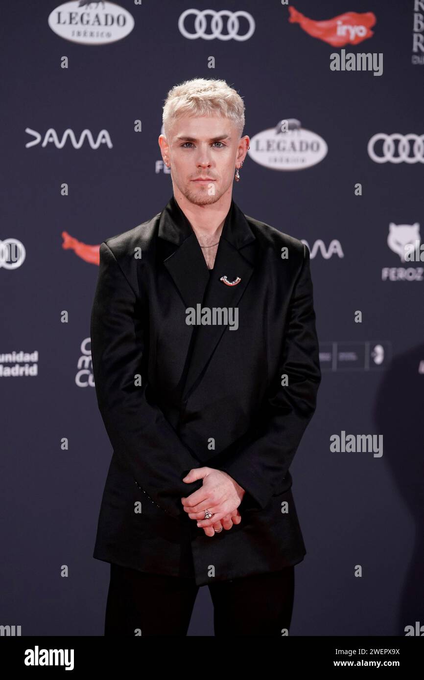 Actor Patrick Criado poses with the cast of his film 'O Corno' on the ...