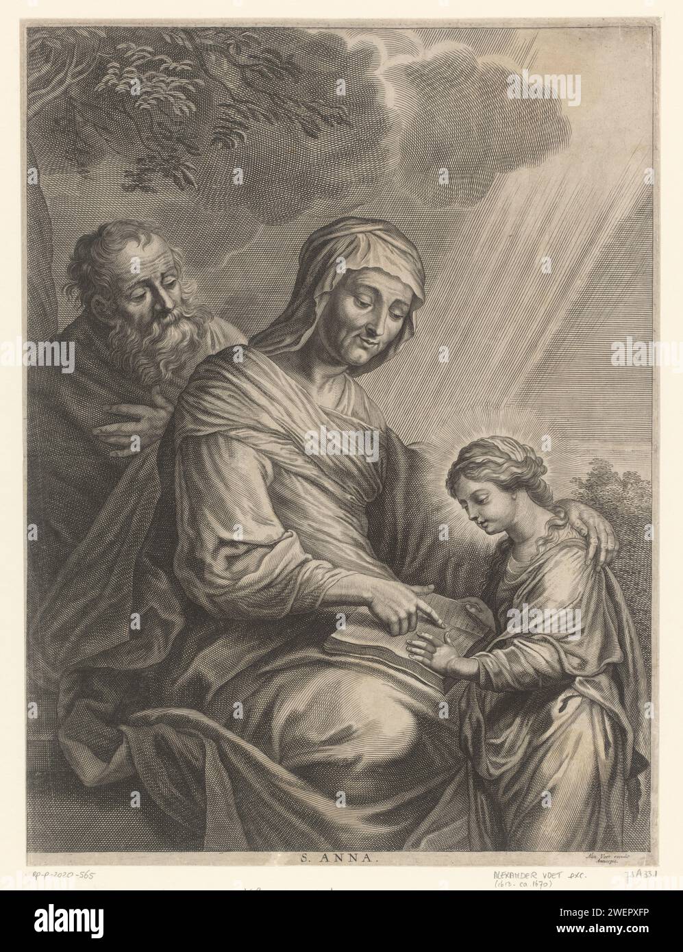 Saint Anna learns to read Maria, Anonymous, 1628 - 1689 print paper ...