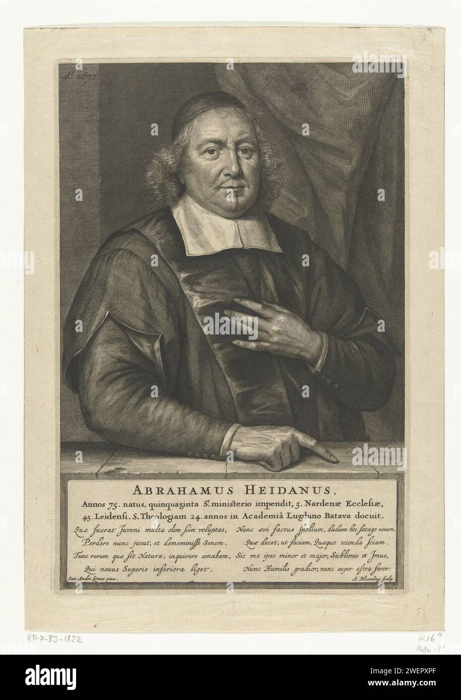 Portrait of Abraham Heidanus, Abraham BLOTELING, After Jan Lievens ...