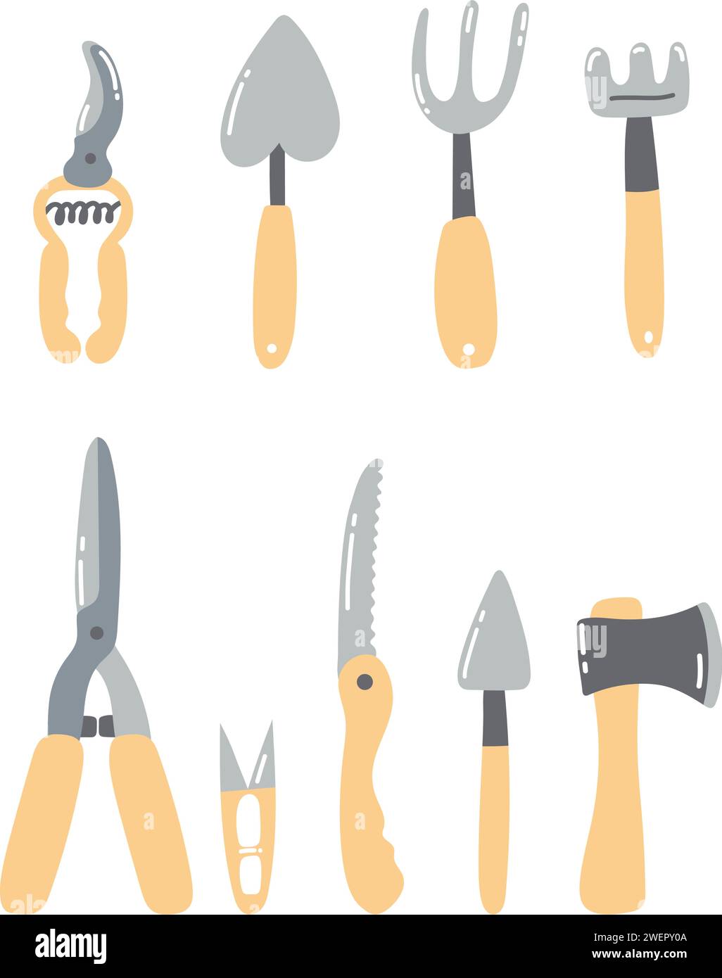 Hand drawn garden tools. Set of agricultural equipment Stock Vector ...
