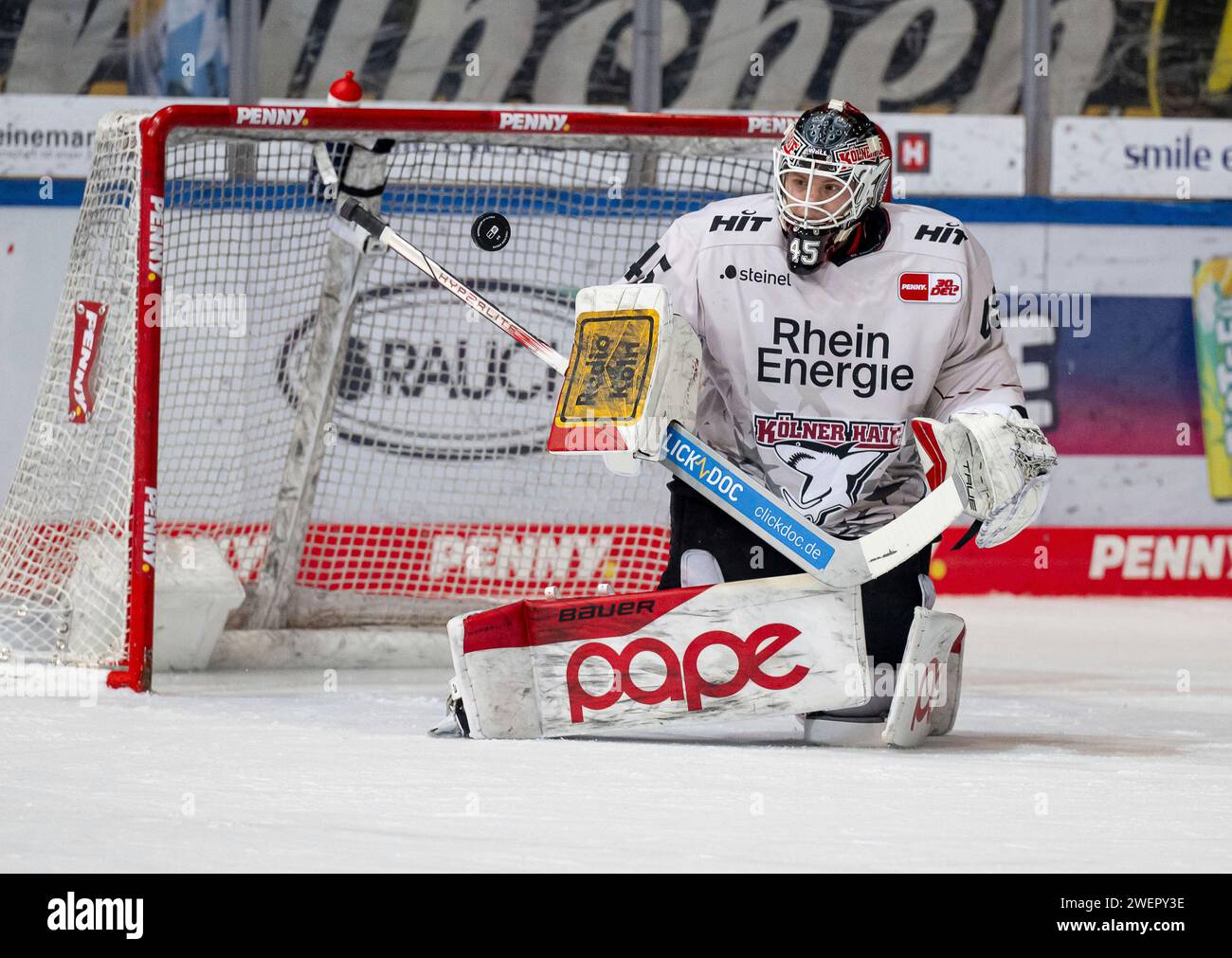 Muenchen, Deutschland. 26th Jan, 2024. Tobias Ancicka (Torwart, Koelner Haie, #45) bei der ...