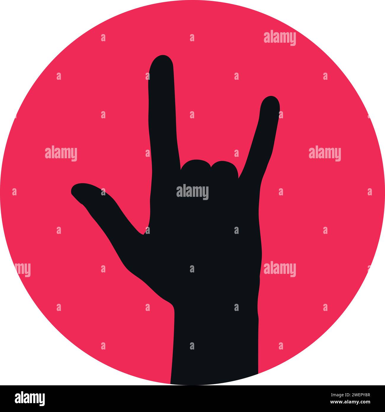 Hard rock horns sign. Silhouette of Hand showing rock gesture. Vector ...