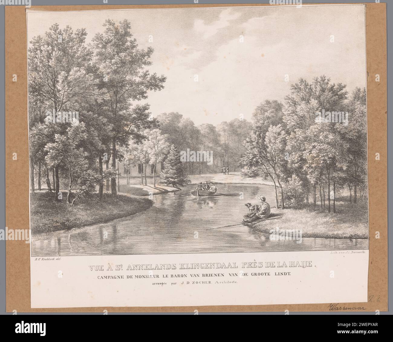 Vijver on Landgoed Clingendael, Jean Augustin Daiwaille, After Barend ...