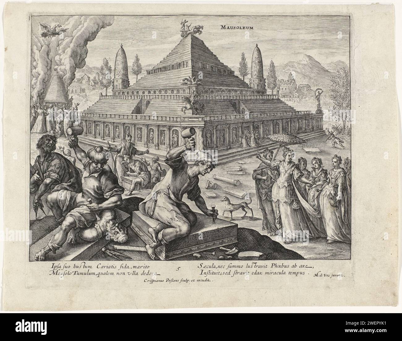 Mausoleum of Halicarnassus, Crispijn van de Passe (I), After Maerten de ...