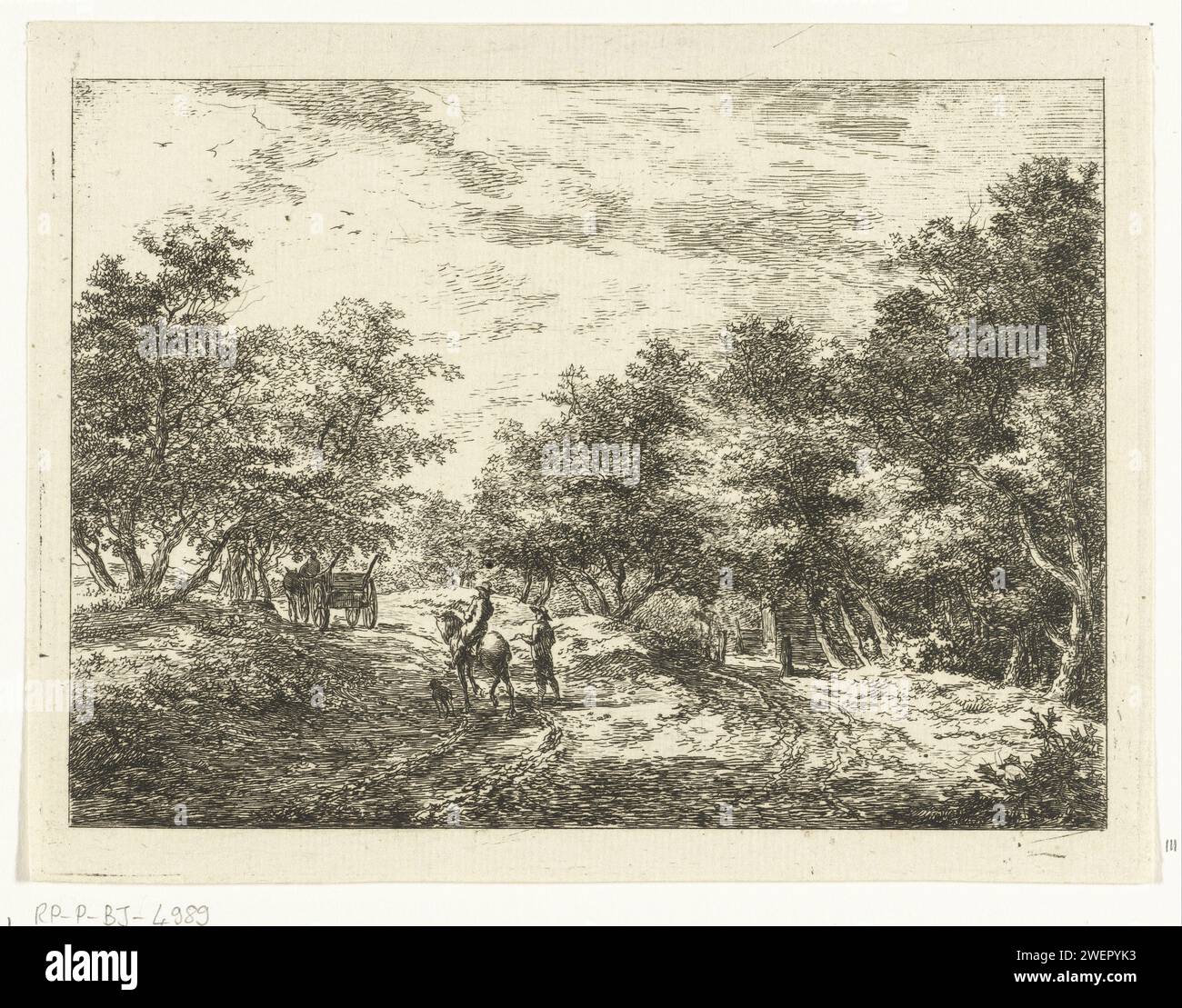 Path through the forest with car, walker and rider, Hermanus van ...