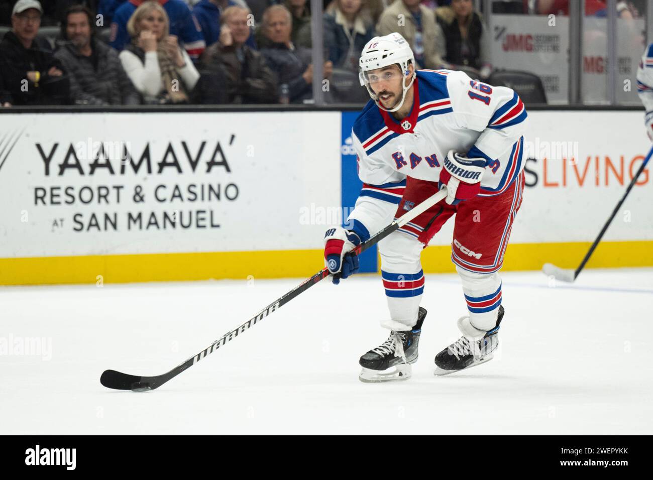 New York Rangers center Vincent Trocheck (16) controls the puck during ...