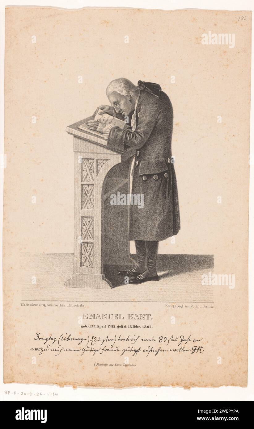 Portrait of Immanuel Kant, Friedrich Bils, 1811 - 1853 print Portrait ...