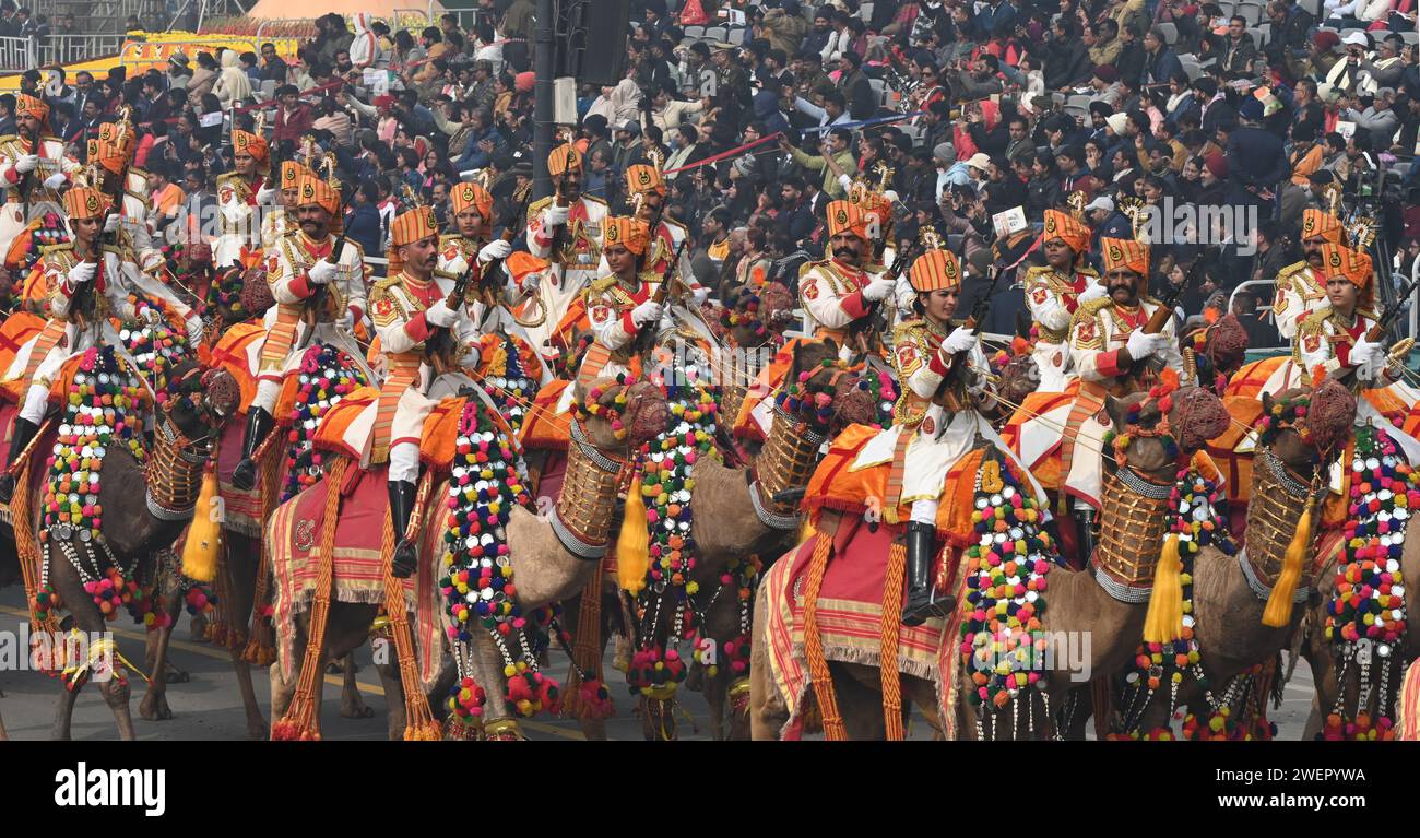 NEW DELHI, INDIA - JANUARY 26: BSF Camel Contingent march during the ...