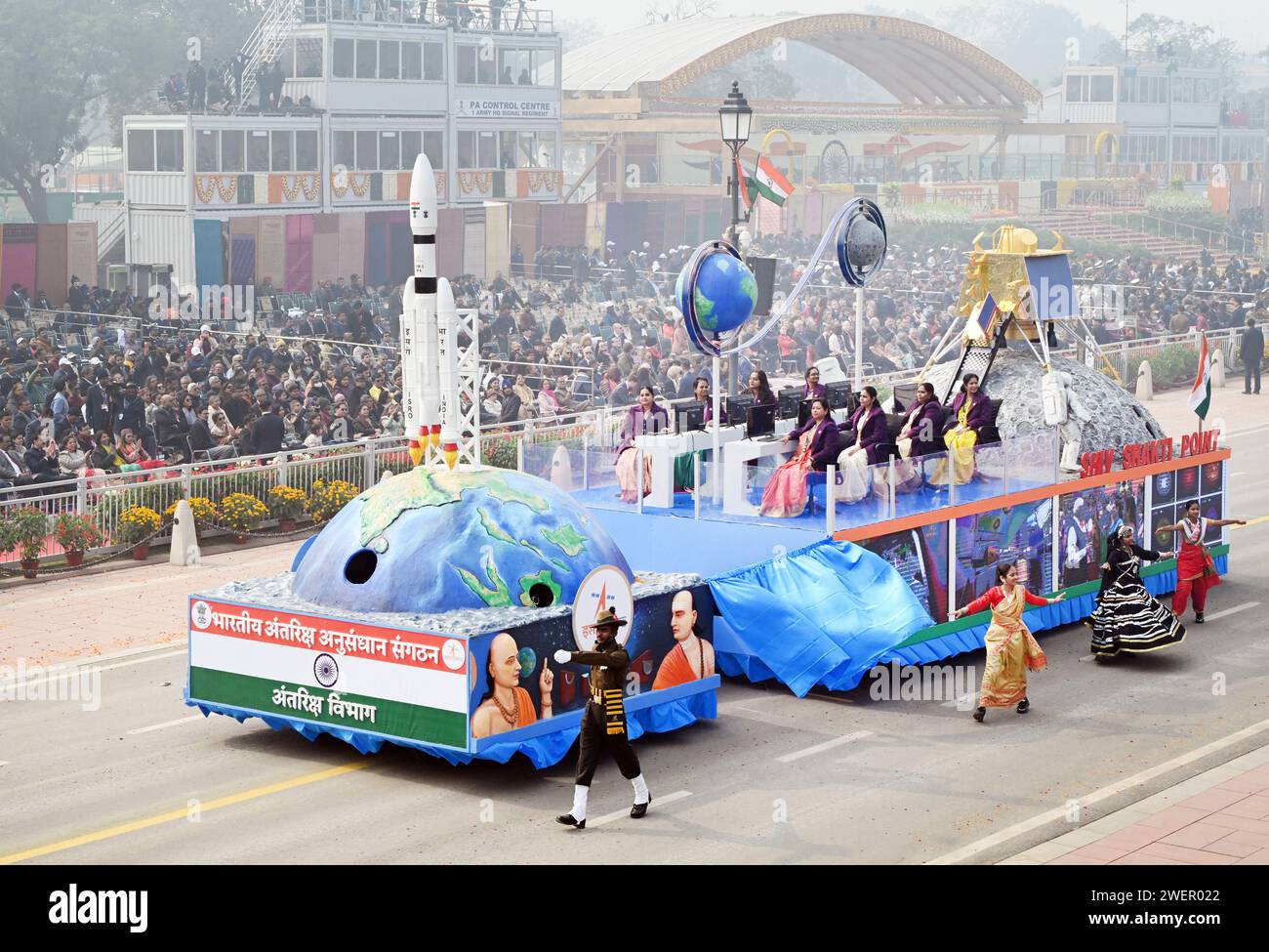 NEW DELHI, INDIA - JANUARY 26: Indian Space Research Organization (ISRO) tableaux on display ...