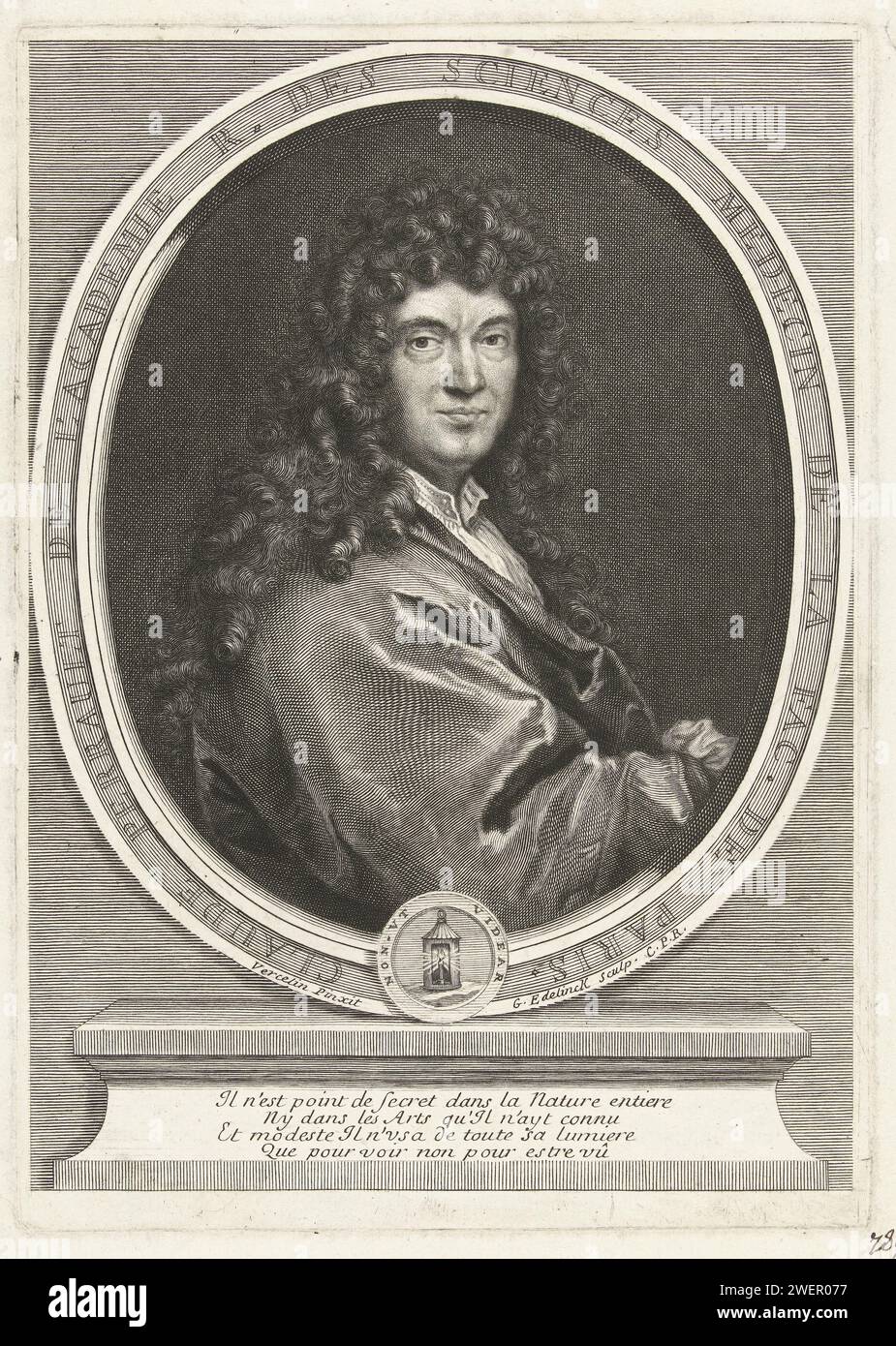 Portrait of Claude Perrault, Gerard Edelinck, After Vercelin, 1666 ...