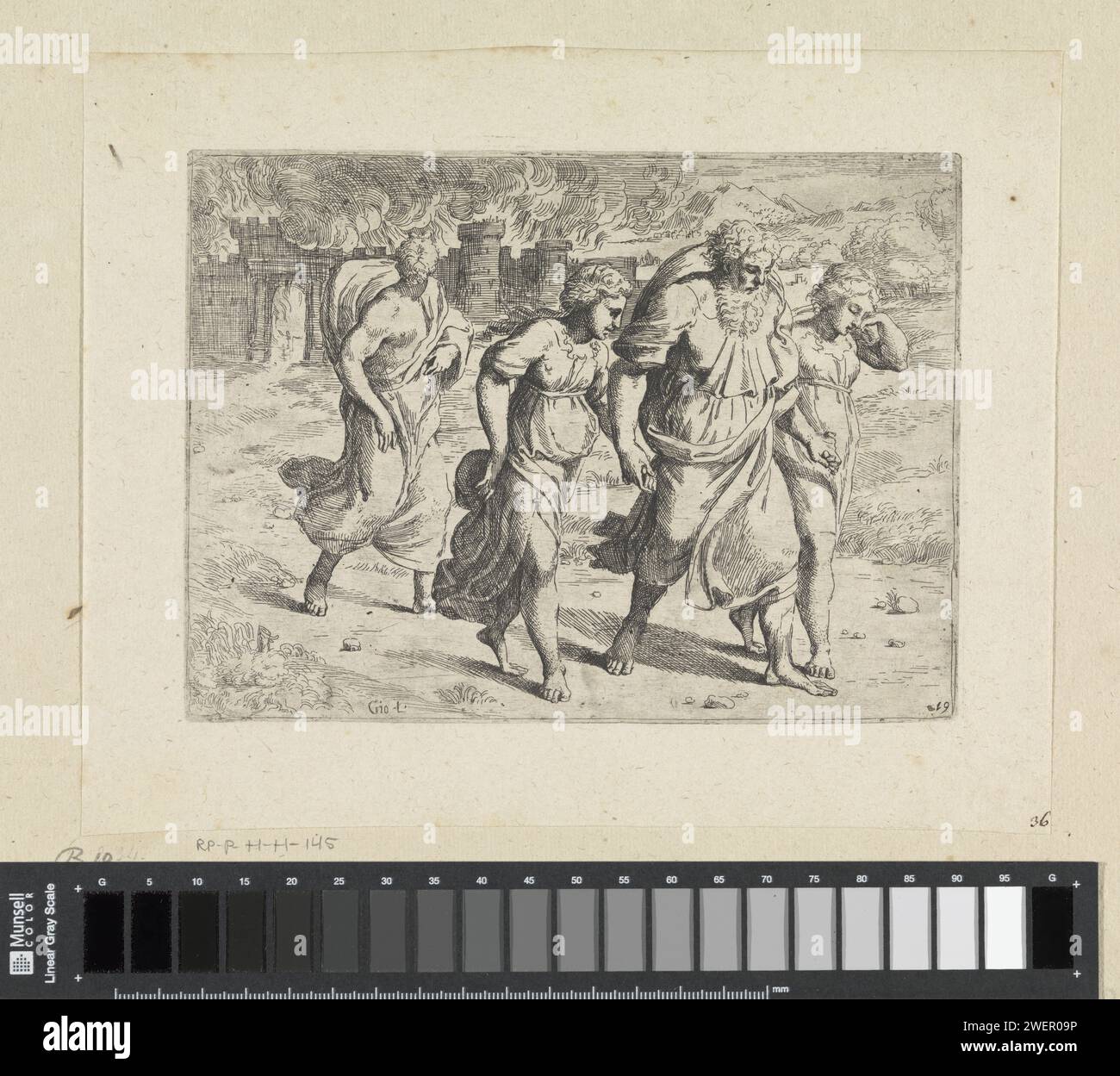 Lot leaves Sodom, Giovanni Lanfranco, After Rafaël, 1607 print Lot ...