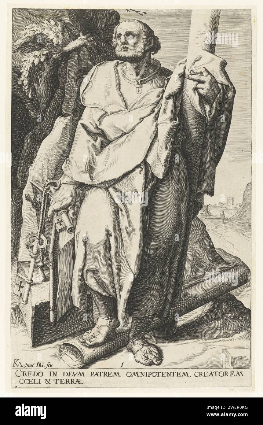 Apostle Peter, 1591 - 1592 print The Apostle Peter, standing in a rocky ...