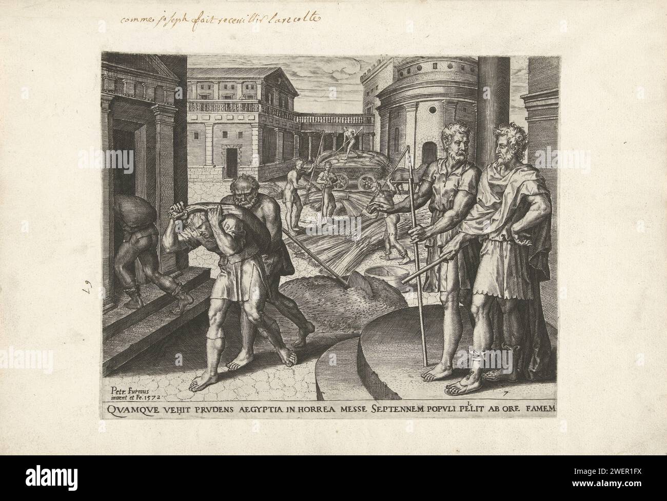 The Pharaoh lets the grain stored for the seven lean years, Pieter ...