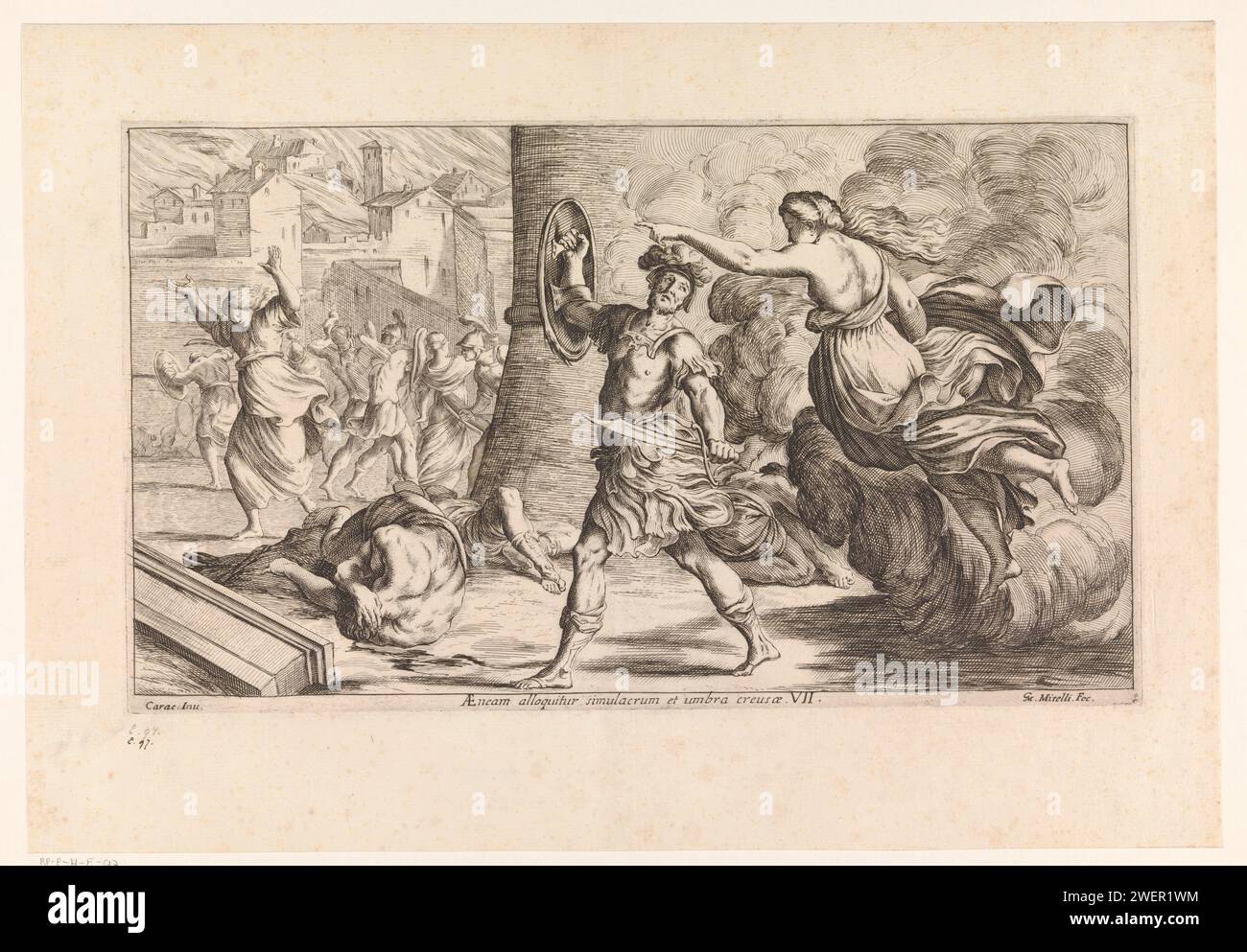 Spirit of Creüsa appears to Aeneas, 1663 print During the flight from ...