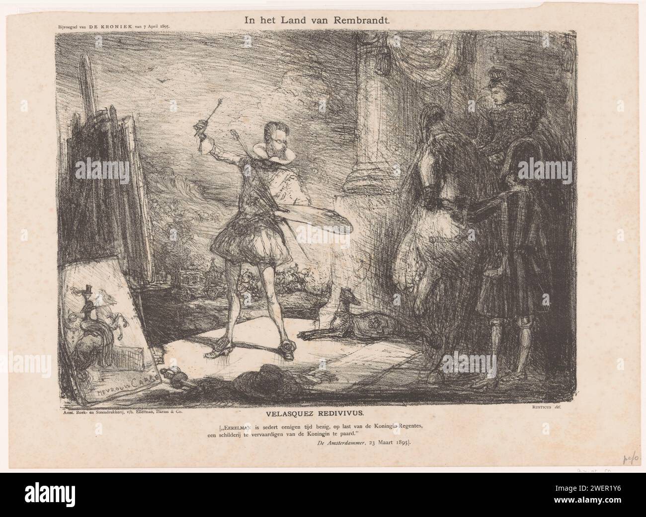 In the land of Rembrandt, 1895 Cartoon on the painter Eerelman who ...