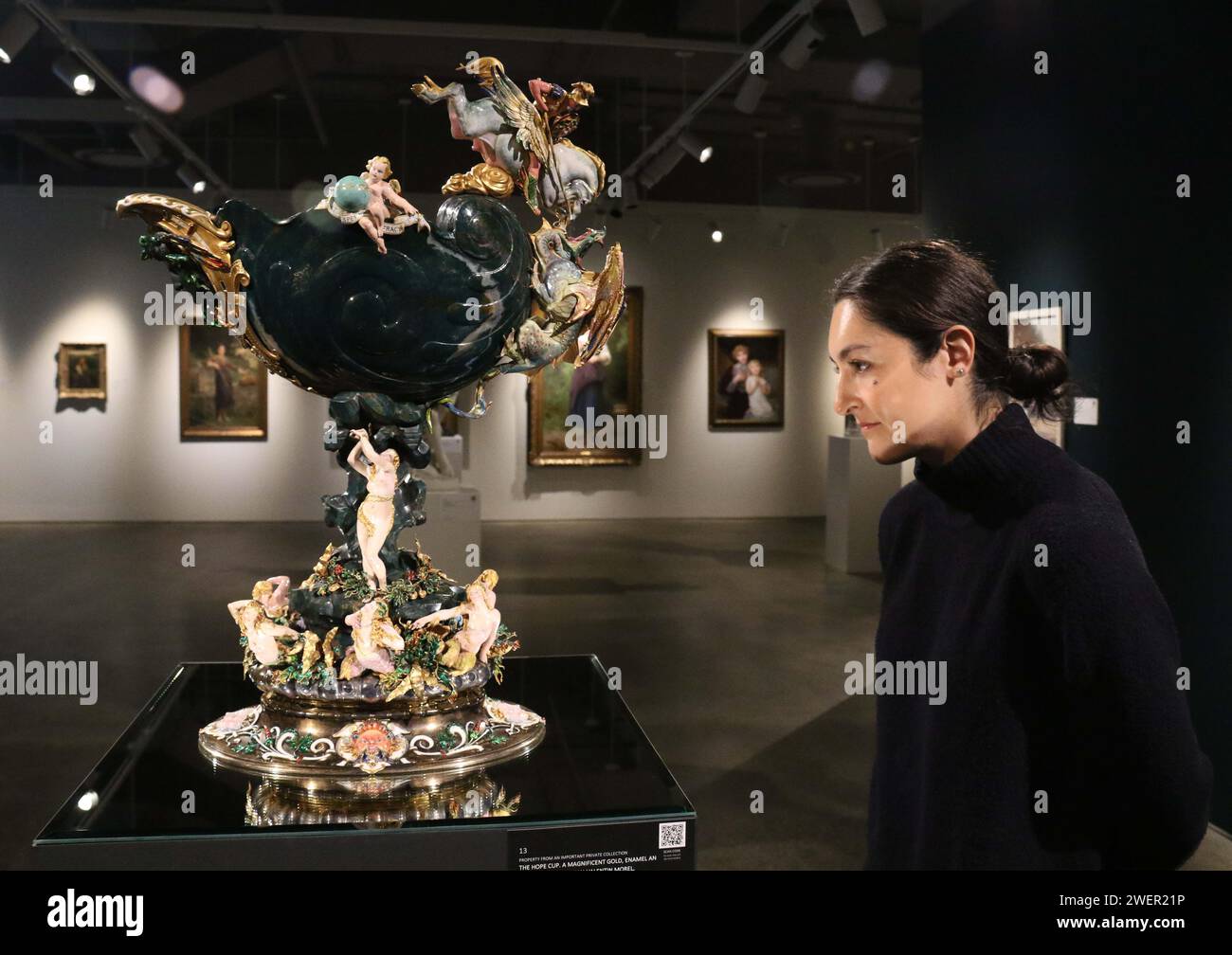 New York, New York, USA. 26th Jan, 2024. A woman looks at ""˜The Hope ...