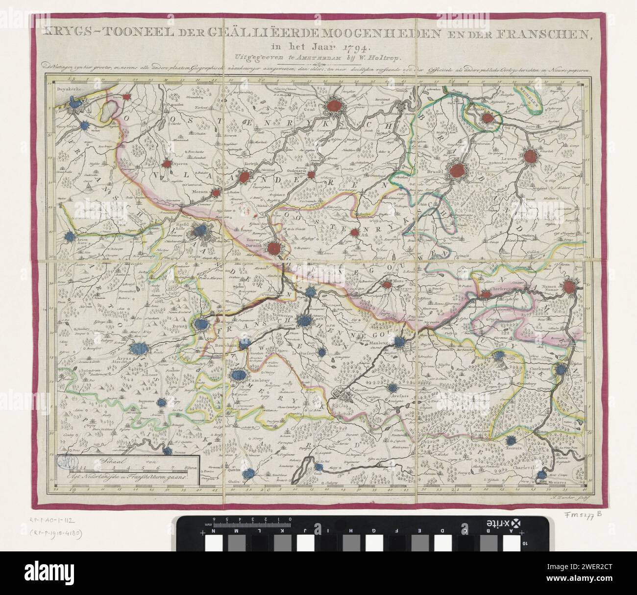 Map of the war theater in the Austrian Netherlands, 1794, Antoni ...