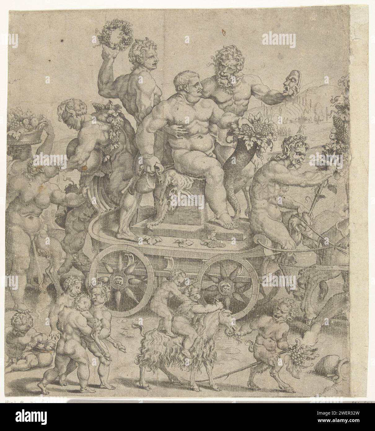 Triumph of Bacchus, Left Plate, Cornelis Bos, After Giulio Romano, After Maarten van Heemskerck ...