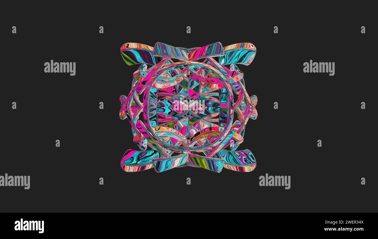 Centrally placed curved and very colorful artfully multi-layered ...