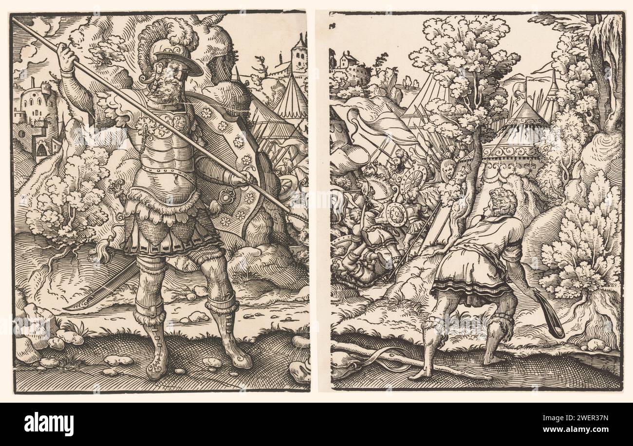David en Goliath, anonymous, after Jost Amman, after Virgilius Solis ...