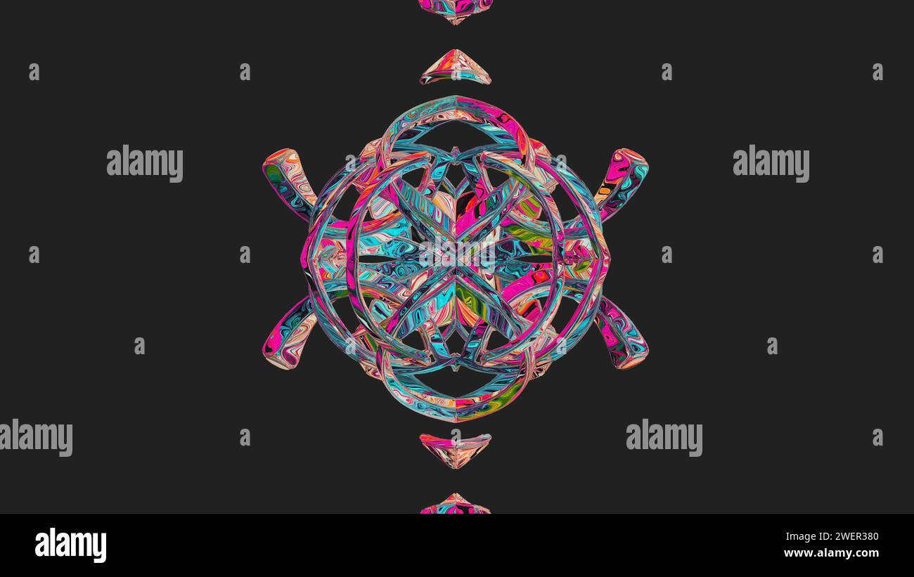 Centrally placed curved and very colorful artfully multi-layered ...