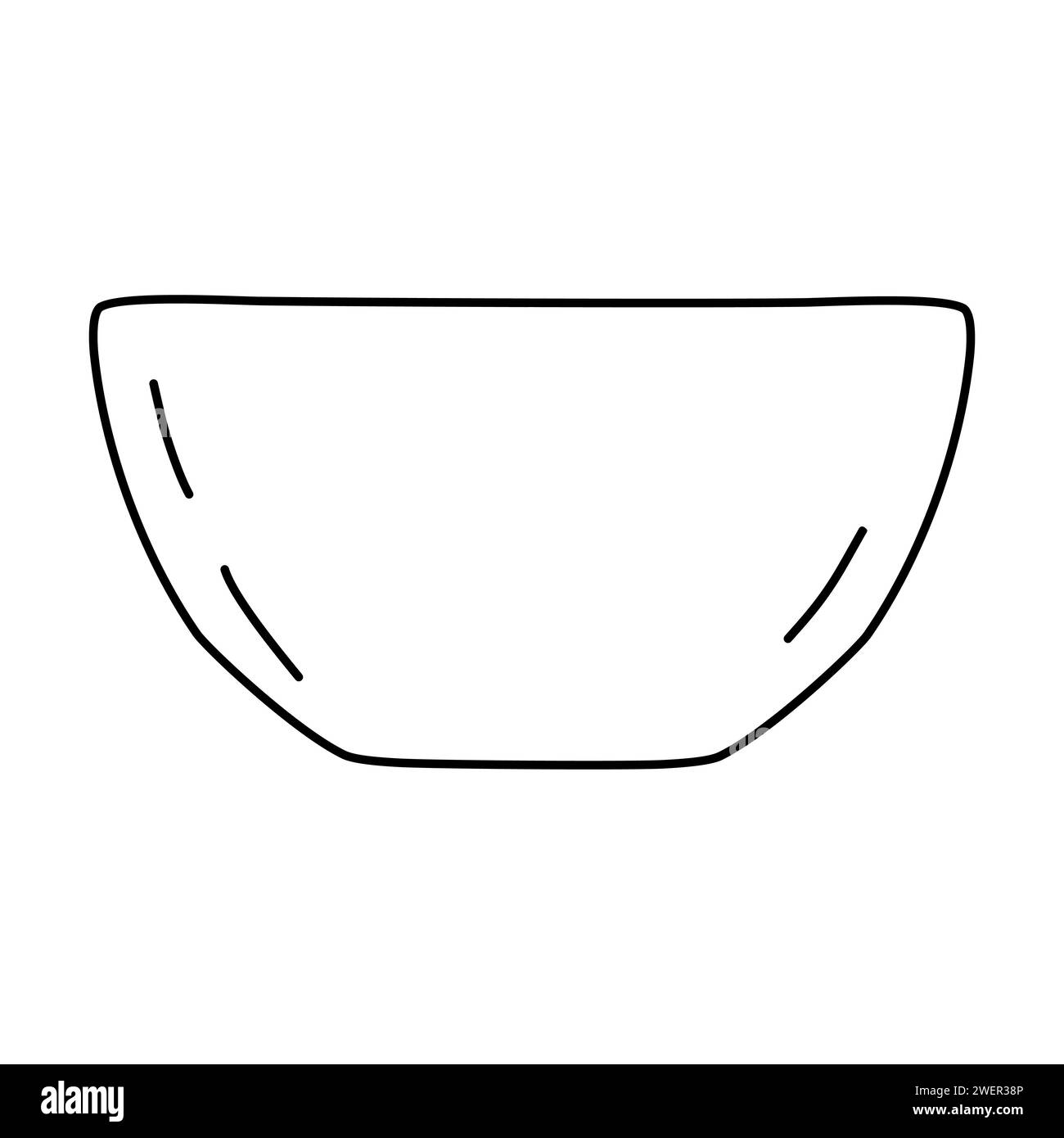 Big kitchen bowl, doodle style flat vector outline illustration for ...