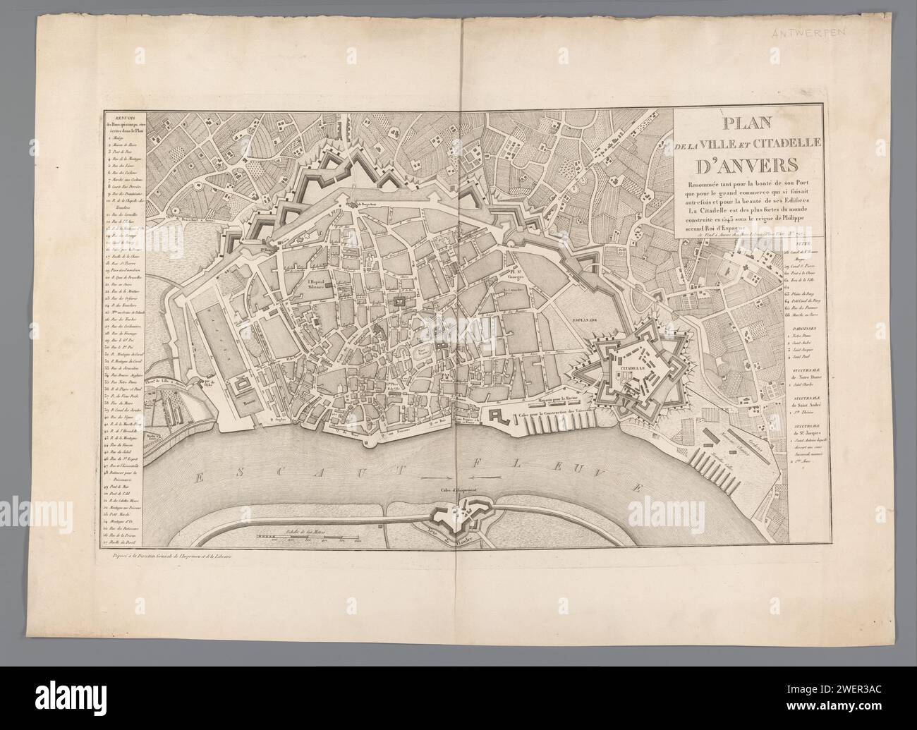 Map of Antwerp, Anonymous, 1700 - 1749 print paper etching maps of cities Antwerp. Citadel of ...