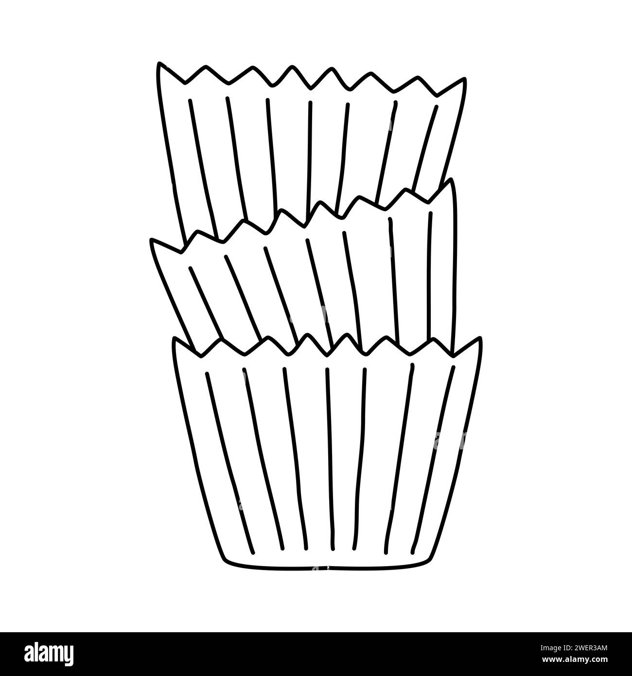 Paper cups for baking muffins or cupcakes, bakery accessory, doodle ...