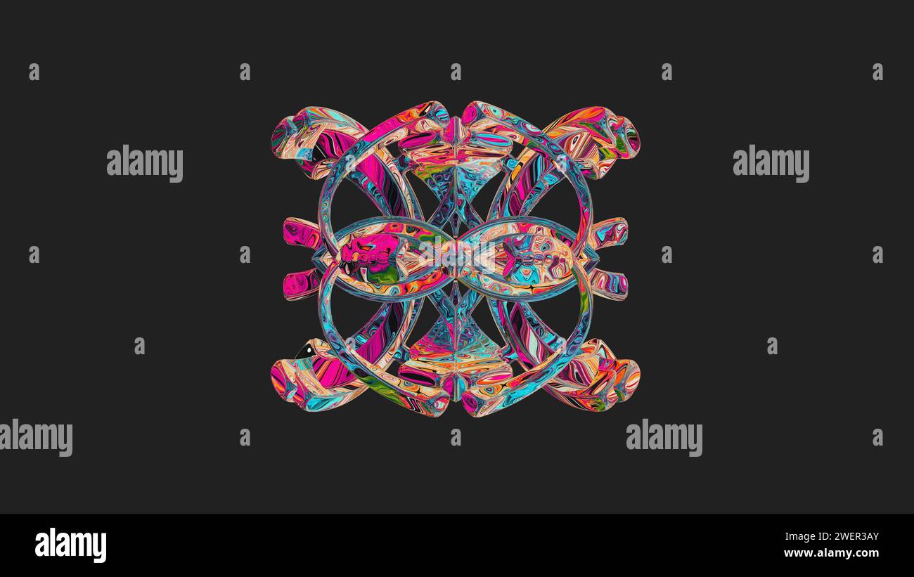 Centrally placed curved and very colorful artfully multi-layered ...