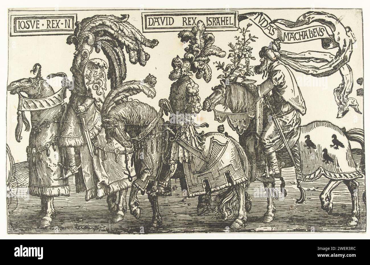 De Helden Joshua, David and Judas de Makkabeeër, Lucas van Leyden, 1518 ...