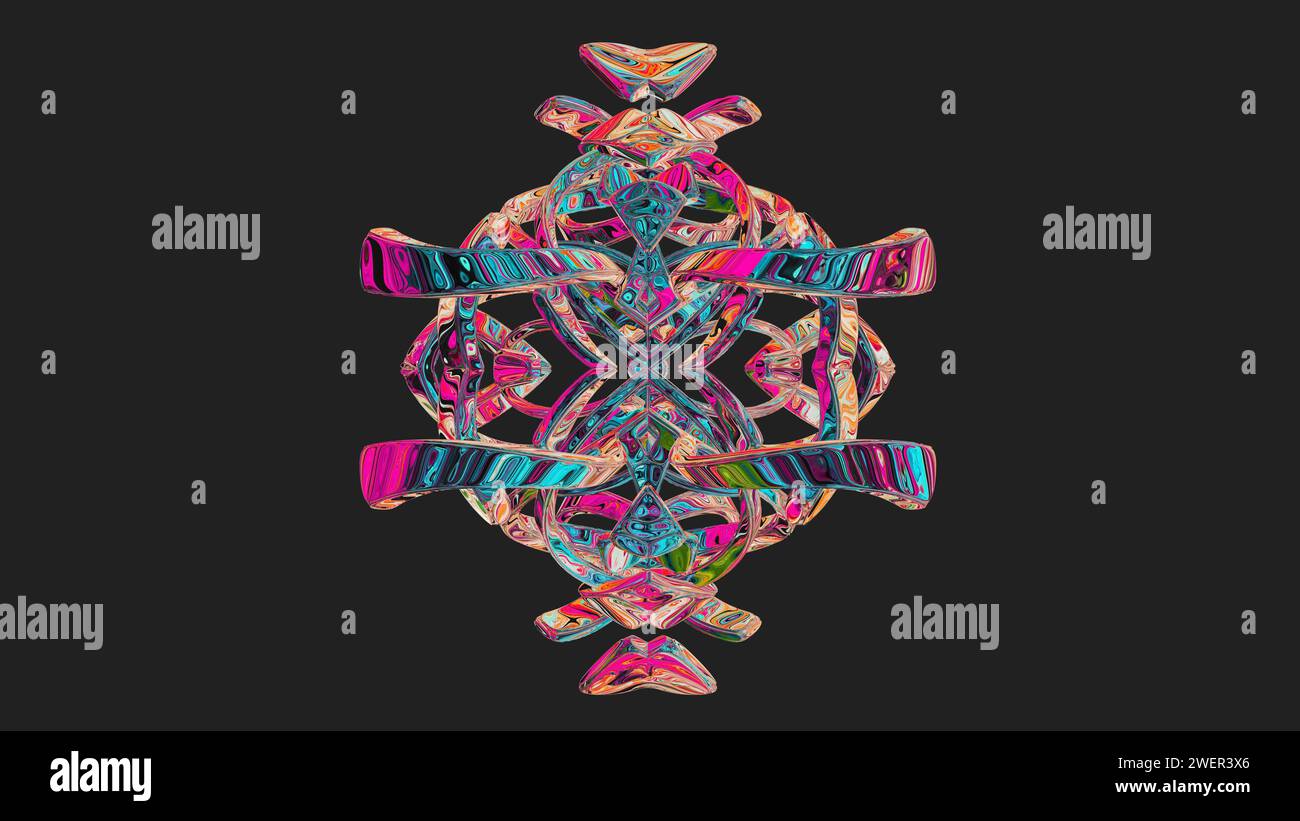 Centrally placed curved and very colorful artfully multi-layered ...