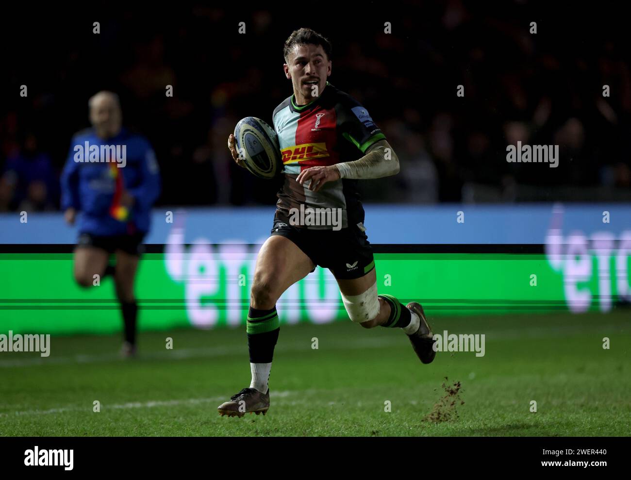 Harlequins' Nick David runs in to scores his sides first try during the ...