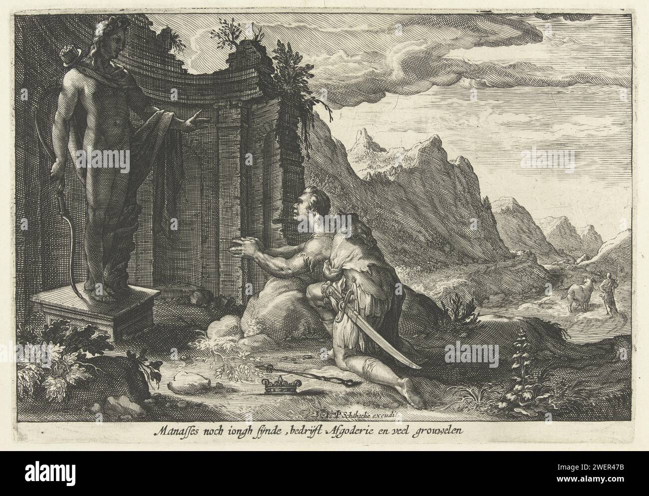 King Manasse honors an idol, 1648 - 1656 print King Manasse of Judah ...