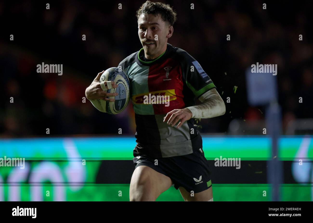 Harlequins' Nick David runs in to scores his sides first try during the ...