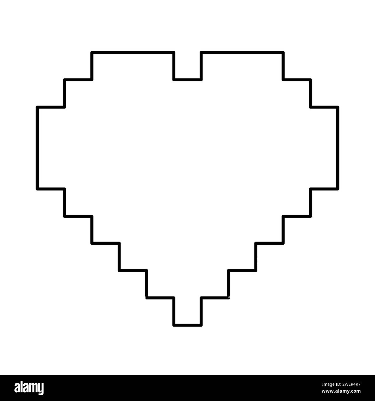 Simple red heart emoticon or emoji in pixel style, doodle style flat ...