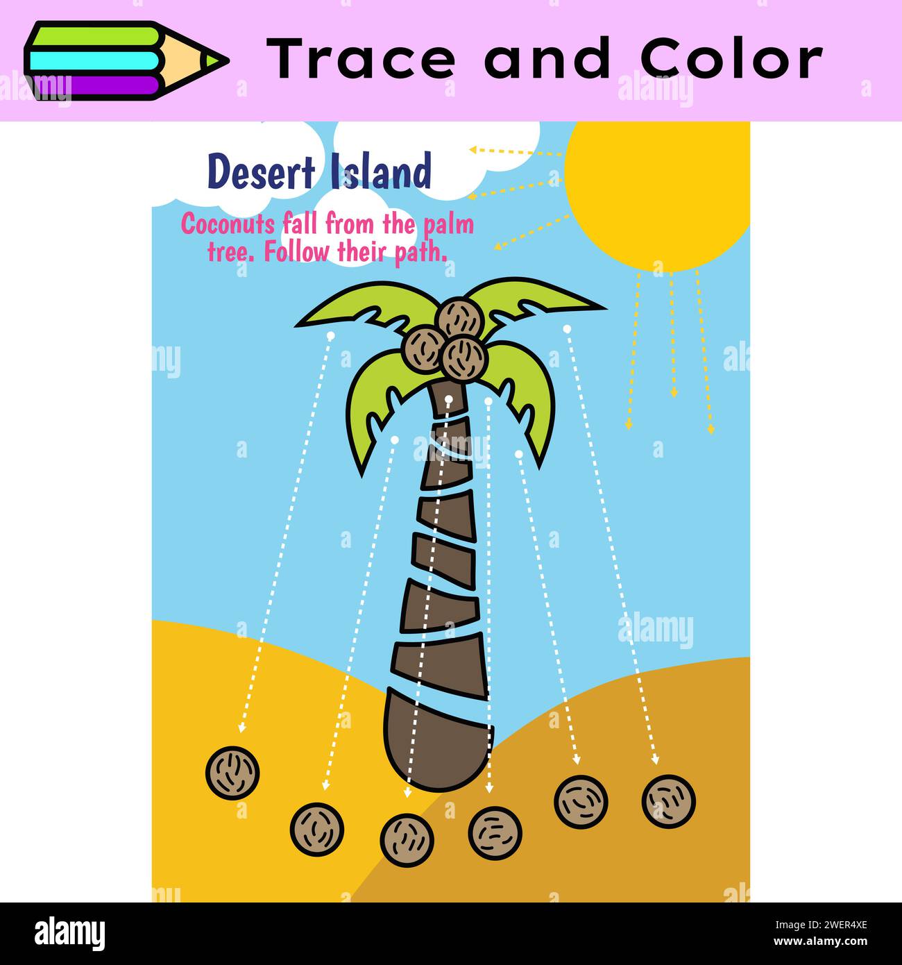Pen tracing lines activity worksheet for children. Pencil control for ...