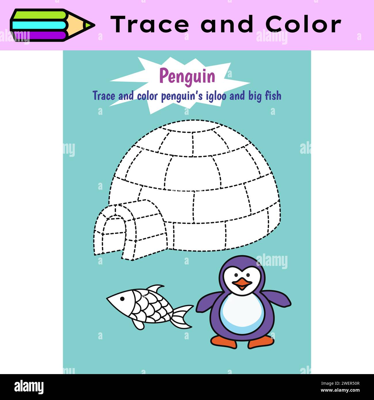 Pen tracing lines activity worksheet for children. Pencil control for ...