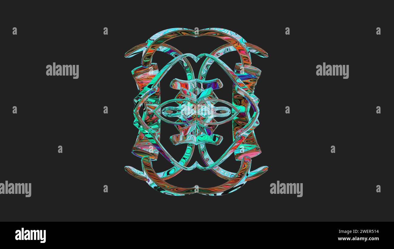 Centrally placed curved and very colorful artfully multi-layered ...